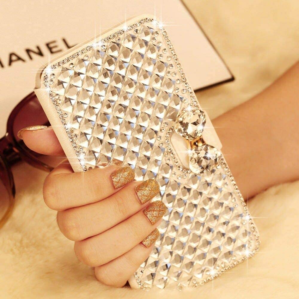 Shinyzone Compatible with Samsung Galaxy A23 5G/4G Bling Wallet Case for Woman Stylish Diamond PU Leather Flip Folio Stand Case with Card Holder,3D Sparkle Crystal Bowknot Magnetic Buckle