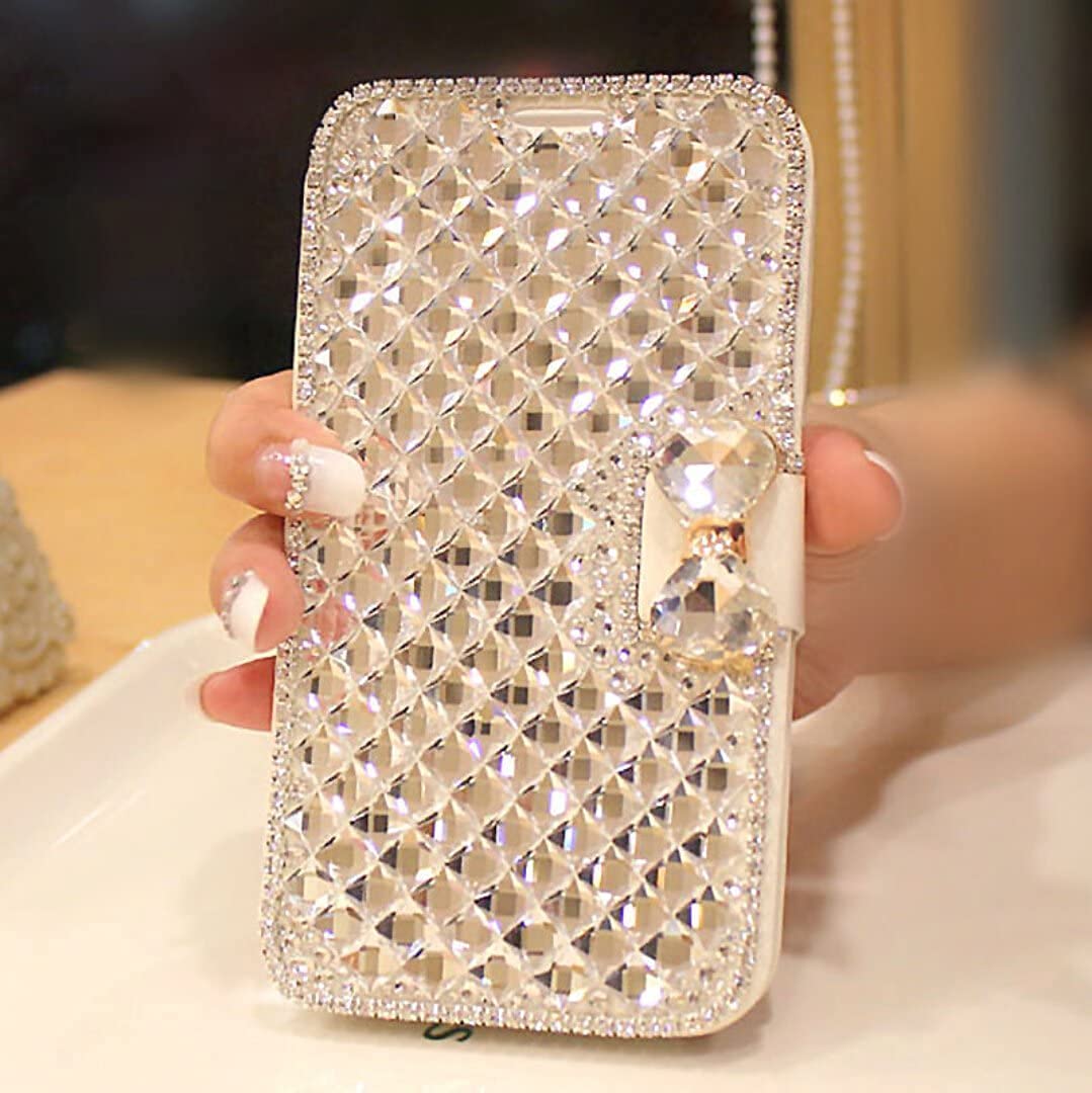 Shinyzone Compatible with Samsung Galaxy A23 5G/4G Bling Wallet Case for Woman Stylish Diamond PU Leather Flip Folio Stand Case with Card Holder,3D Sparkle Crystal Bowknot Magnetic Buckle