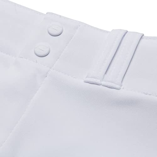 CHAMPRO Traditional Fit Triple Crown Classic Baseball Pants with Contrast-Color Braid Piping and Reinforced Sliding Areas, White, Black Pin, Medium