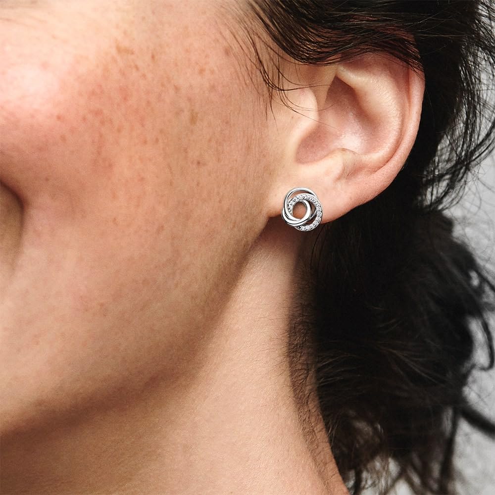 PANDORA Family Always Encircled Stud Earrings - Timeless Earrings for Women - Great Gift for Her - Made with Sterling Silver & Cubic Zirconia
