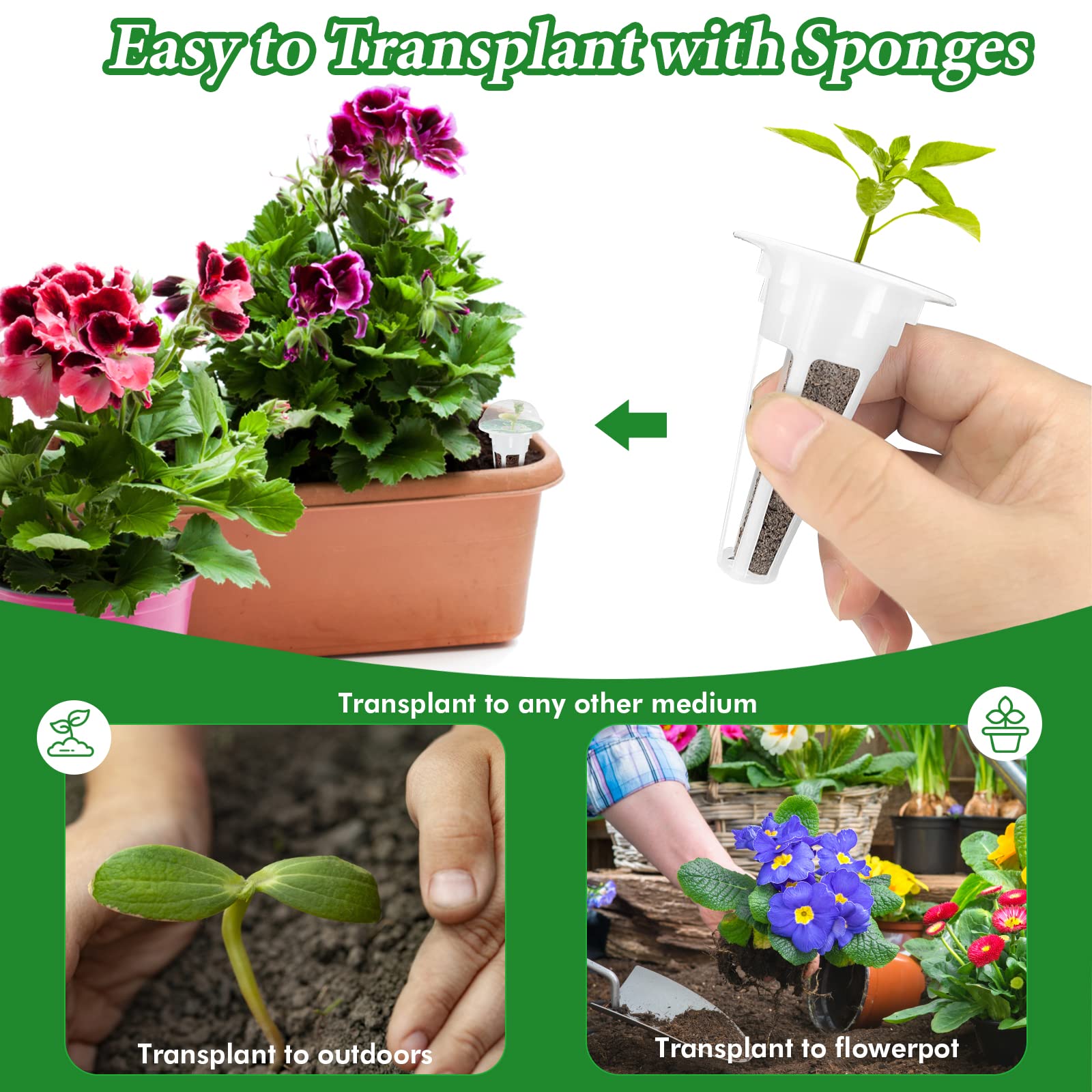 208 Pack Growth Sponges Seed Pod Kit for Plant, Seed Starter Pods Kit for Hydroponics Growing System, Replacement Sponges Pods Refill Growth Sponges Hydroponics Supplies Plant Nutrient