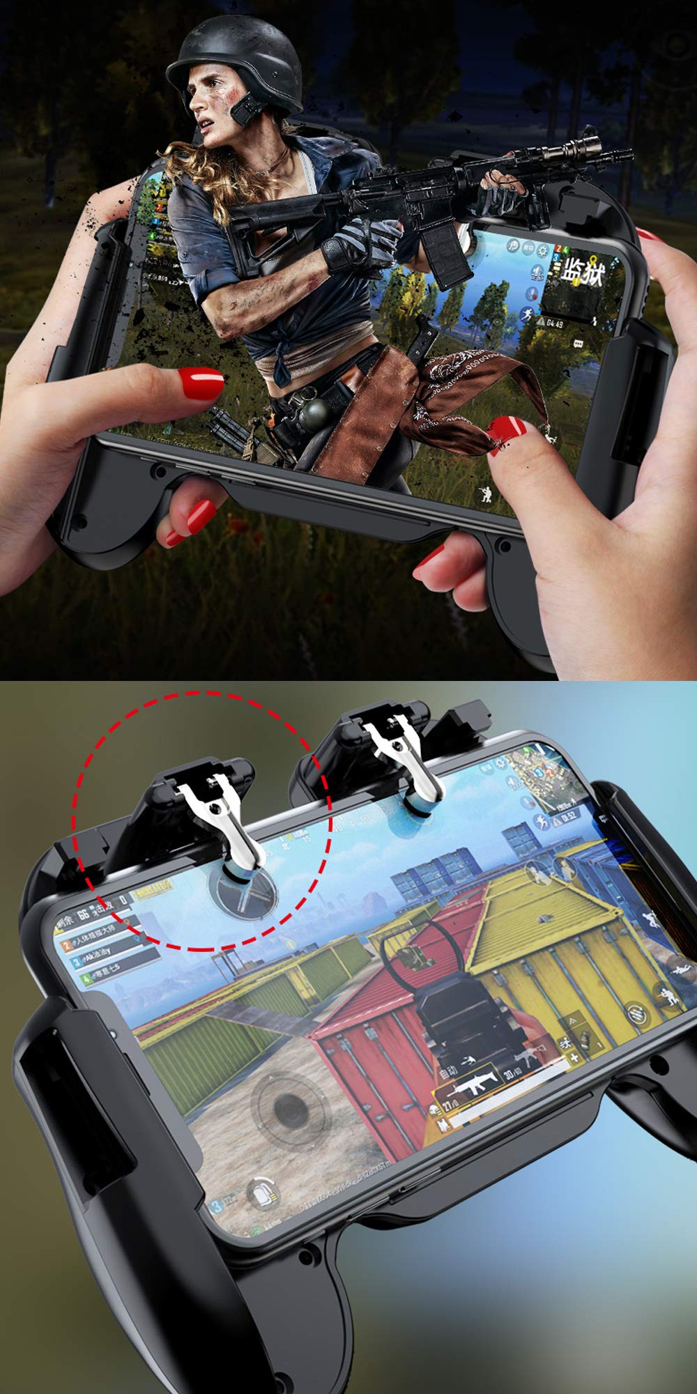 Ytuomzi Mobile Phone PUBG Game Controller L1R1 Shoot and Aim Trigger Joystick Ergonomic Gamepad for PUBG Mobile/Knives Out,Phone Gaming Controller for 4.7''- 7.0'' Android & iOS (H6)