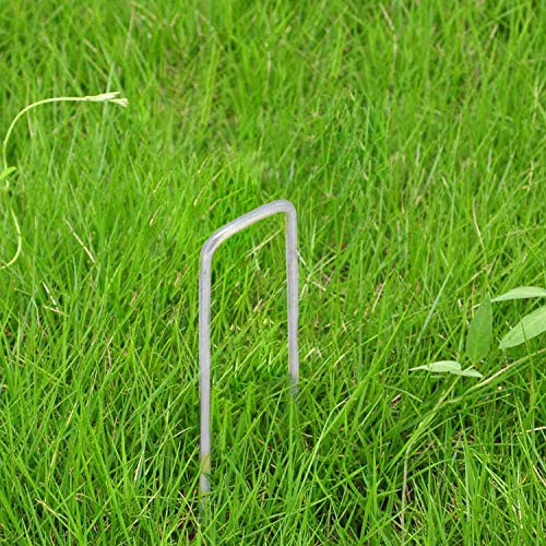 HOOPLE 100 PC 6'' 11 Gauge Heavy Duty U-Shaped Securing Garden Stakes Pins - Sod Fence Landscape Staples for Anchoring Weed Barrier and Landscape Fabric, Premium Ground Stakes(100)