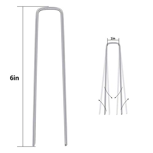 HOOPLE 100 PC 6'' 11 Gauge Heavy Duty U-Shaped Securing Garden Stakes Pins - Sod Fence Landscape Staples for Anchoring Weed Barrier and Landscape Fabric, Premium Ground Stakes(100)