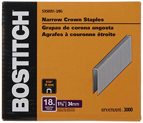 BOSTITCH Crown Staples, 1-3/8-Inch x 7/32-Inch, 18GA, 3000-Pack (SX50351-3/8G)