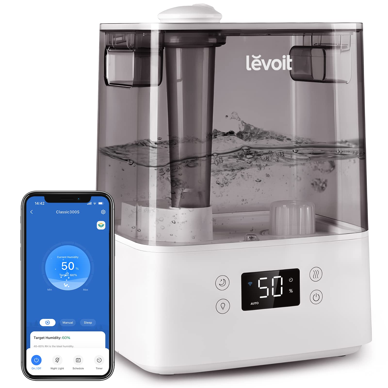 LEVOIT Humidifiers for Bedroom Large Room Home, (6L) & Humidifiers for Bedroom Large Room (2.4L Water Tank), Cool Mist for Home Whole House