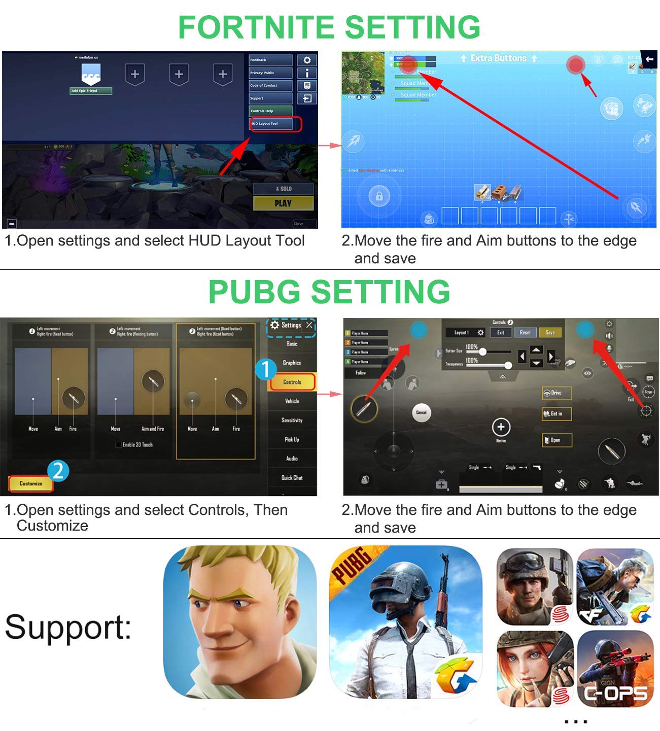 Ytuomzi Mobile Phone PUBG Game Controller L1R1 Shoot and Aim Trigger Joystick Ergonomic Gamepad for PUBG Mobile/Knives Out,Phone Gaming Controller for 4.7''- 7.0'' Android & iOS (H6)