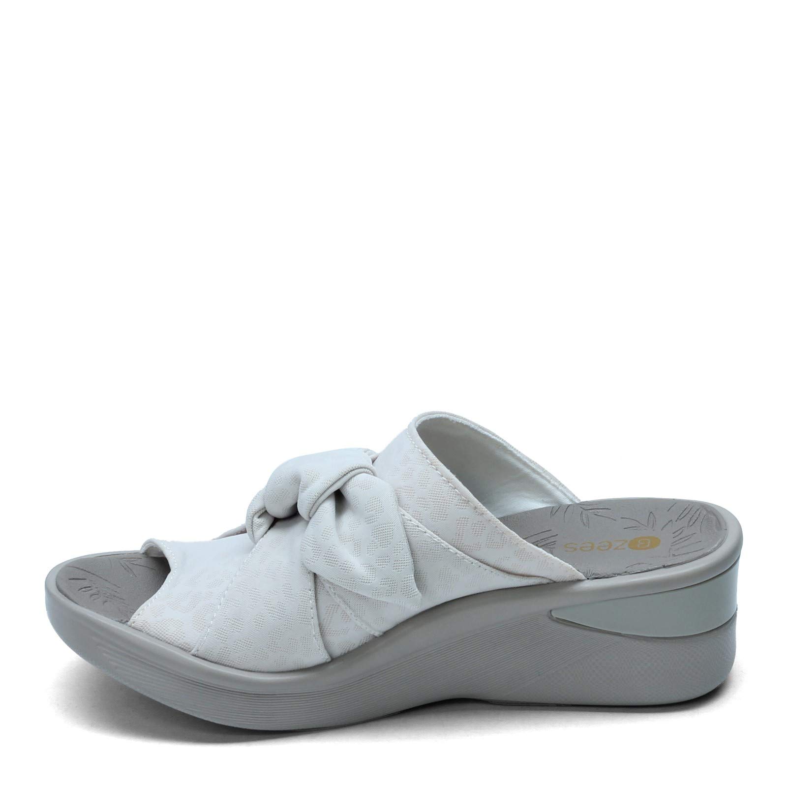 BZees Women's Smile Wedge Sandal, Cream, 8 M