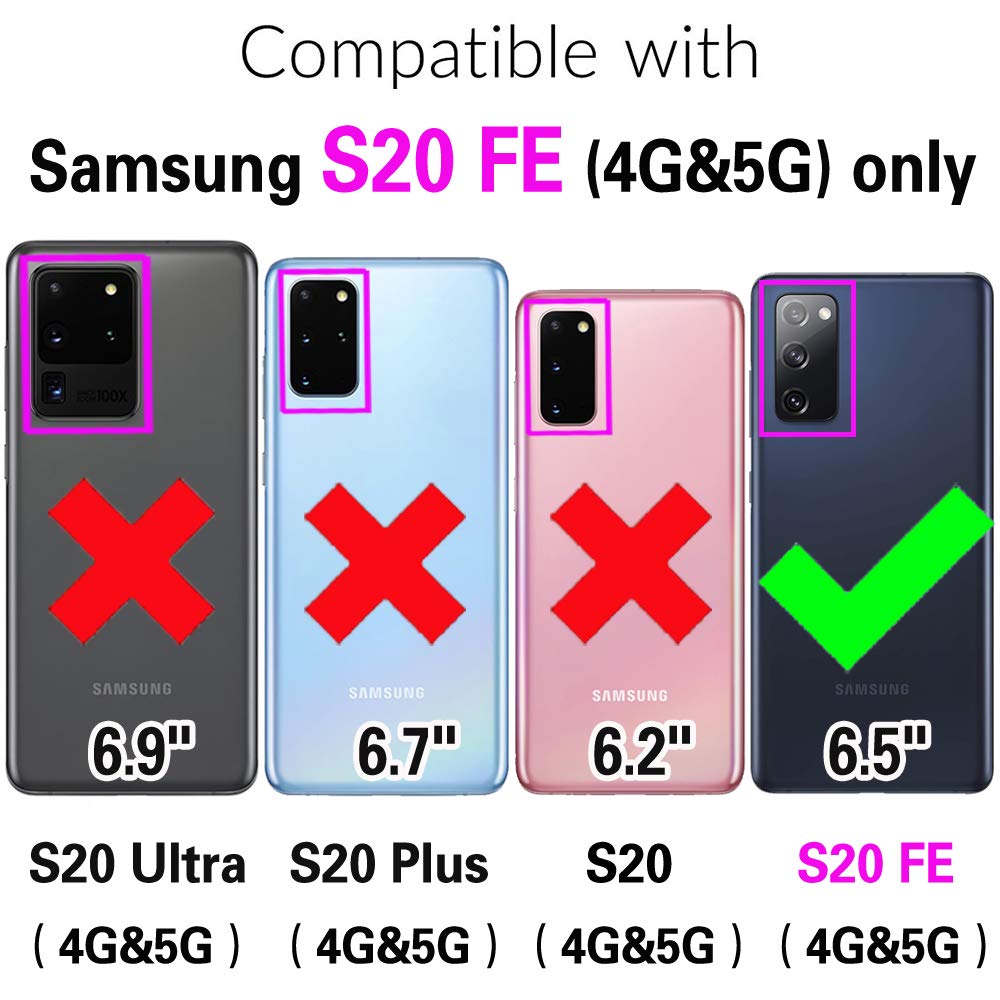 Wallet Case for Samsung Galaxy S20 FE 5G 6.5 inch Flip Zipper Purse Handbag with Credit Card Holder Shoulder Strap Wrist Strap Phone Cover for S 20 EF UW S20FE5G S20FE 20S S2O Fan Edition 4G G5 Brown