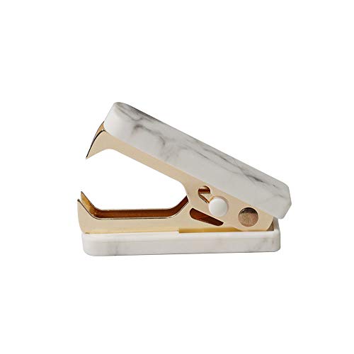 Multibey Staples Remover Tool for Office Staple Removal Puller Kit Gold Metal Jaws Stationery Marble White Texture School Home Desk Supplies Gift Idea (1 Pack)