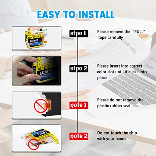 BINKSYLER Compatible LC3013 Ink Cartridges Replacement for Brother LC3013 LC3011 Work with Brother MFC-J491DW MFC-J497DW MFC-J690DW MFC-J895DW MFC-J487DW (6 Black,2 Cyan,2 Magenta,2 Yellow) 12-Pack