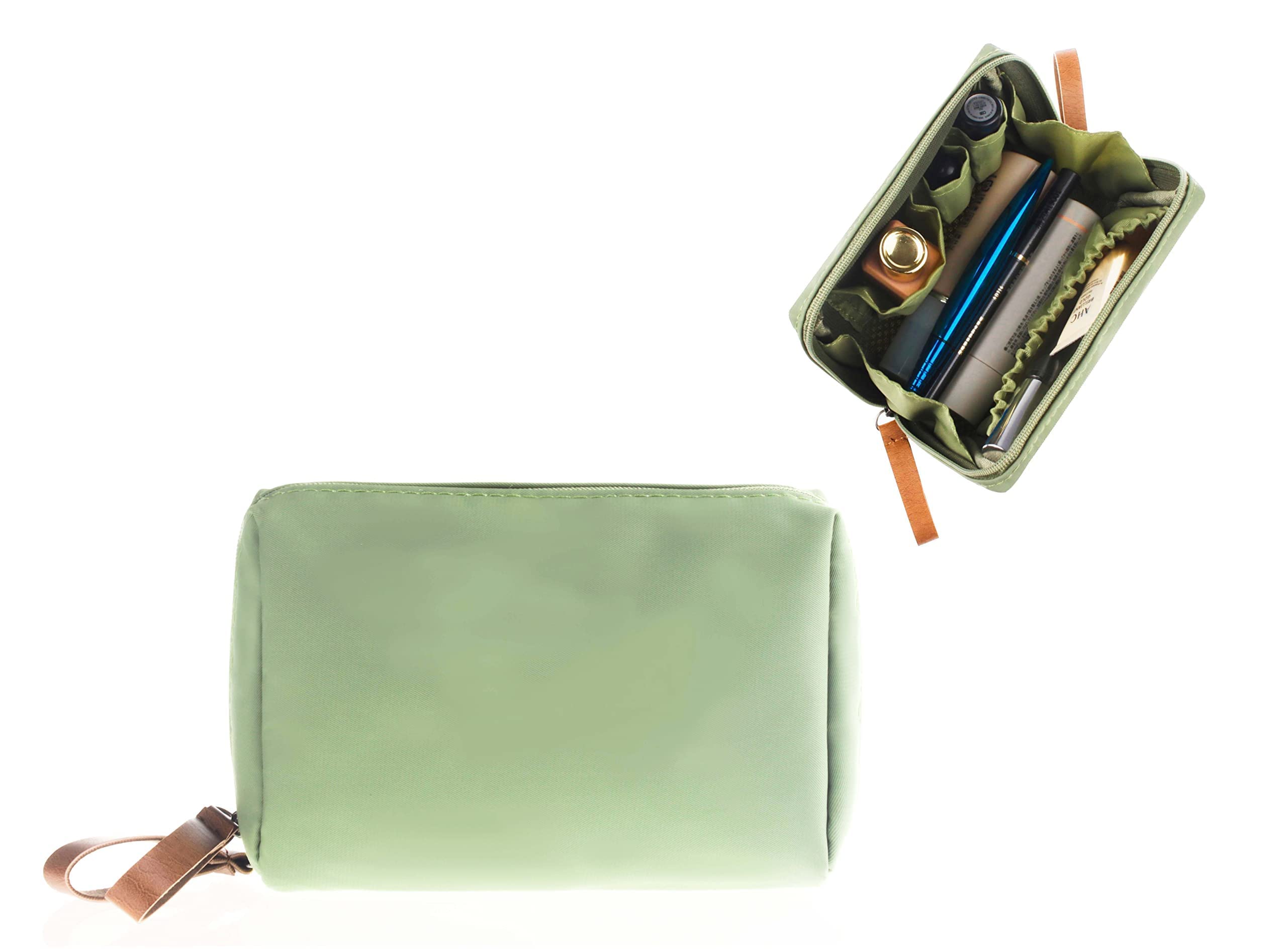 Kososuru Small Makeup Bag for Purse Portable Waterproof Cosmetic Bag Travel Makeup Pouch for Women (Green, Square)