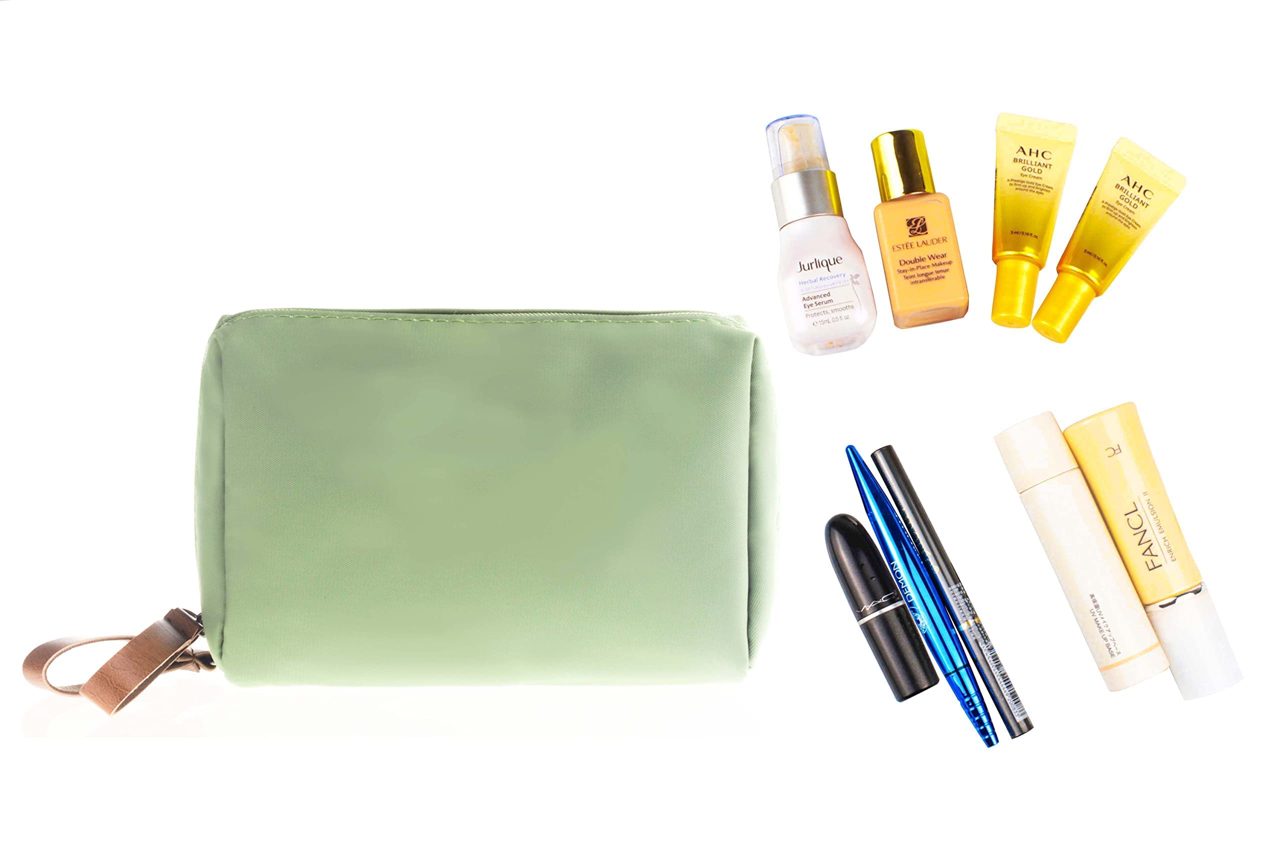 Kososuru Small Makeup Bag for Purse Portable Waterproof Cosmetic Bag Travel Makeup Pouch for Women (Green, Square)