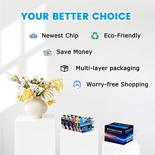 BINKSYLER Compatible LC3013 Ink Cartridges Replacement for Brother LC3013 LC3011 Work with Brother MFC-J491DW MFC-J497DW MFC-J690DW MFC-J895DW MFC-J487DW (6 Black,2 Cyan,2 Magenta,2 Yellow) 12-Pack