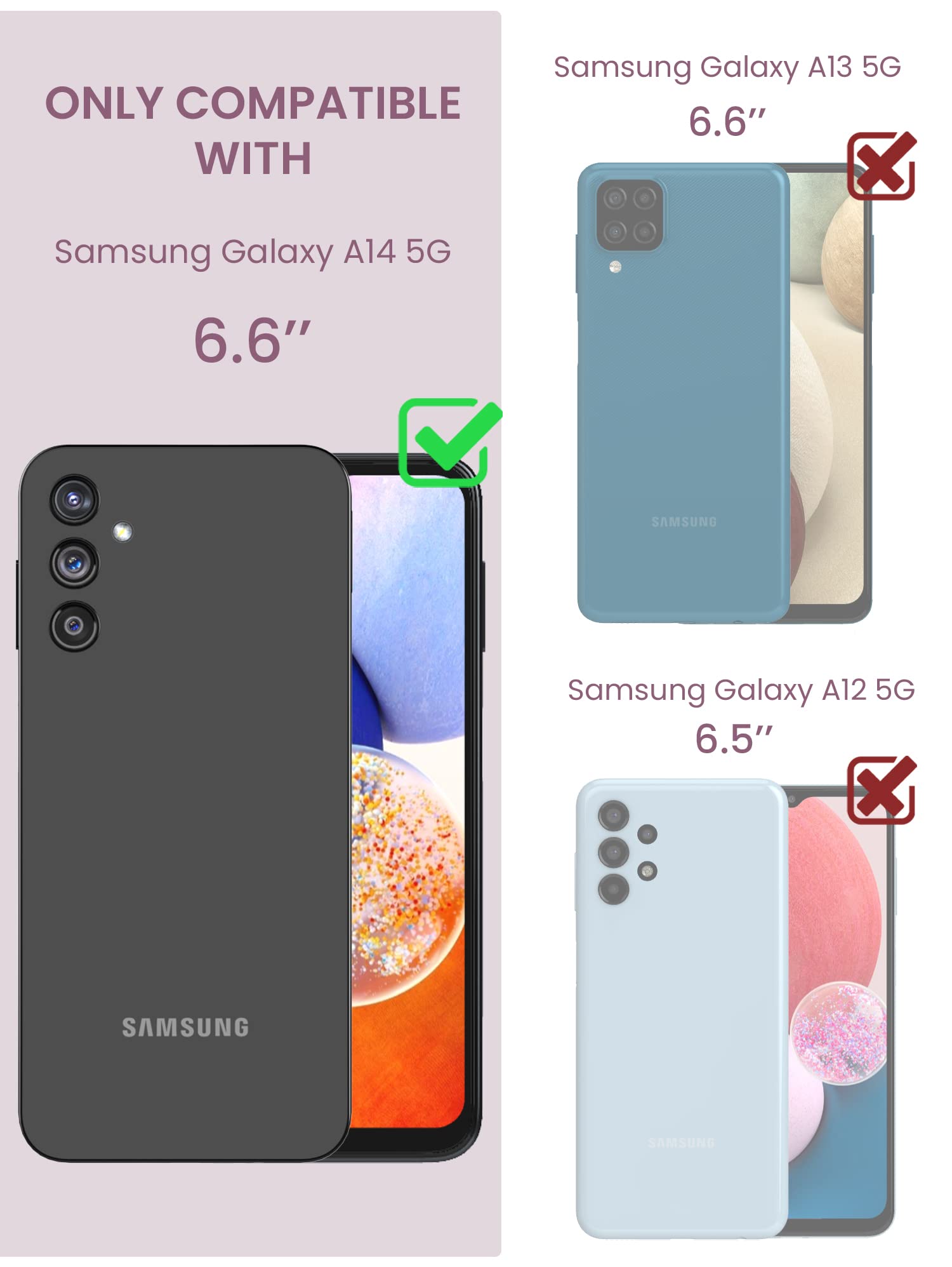 DagoRoo for Samsung Galaxy A14 5G Case with Tempered Glass Screen Protector [2 Pack],[Military Grade Protective] Slim Soft TPU & Hard PC,Girls Women Crystal Clear Flower Pattern Cases (JD-Purple)