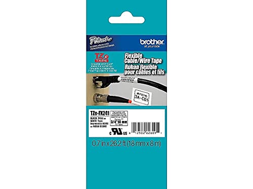 Brother Tzefx241 Tze Flexible Labeling Tape for P-Touch Labelers 3/4-Inch X 26-1/5 Ft Black On White