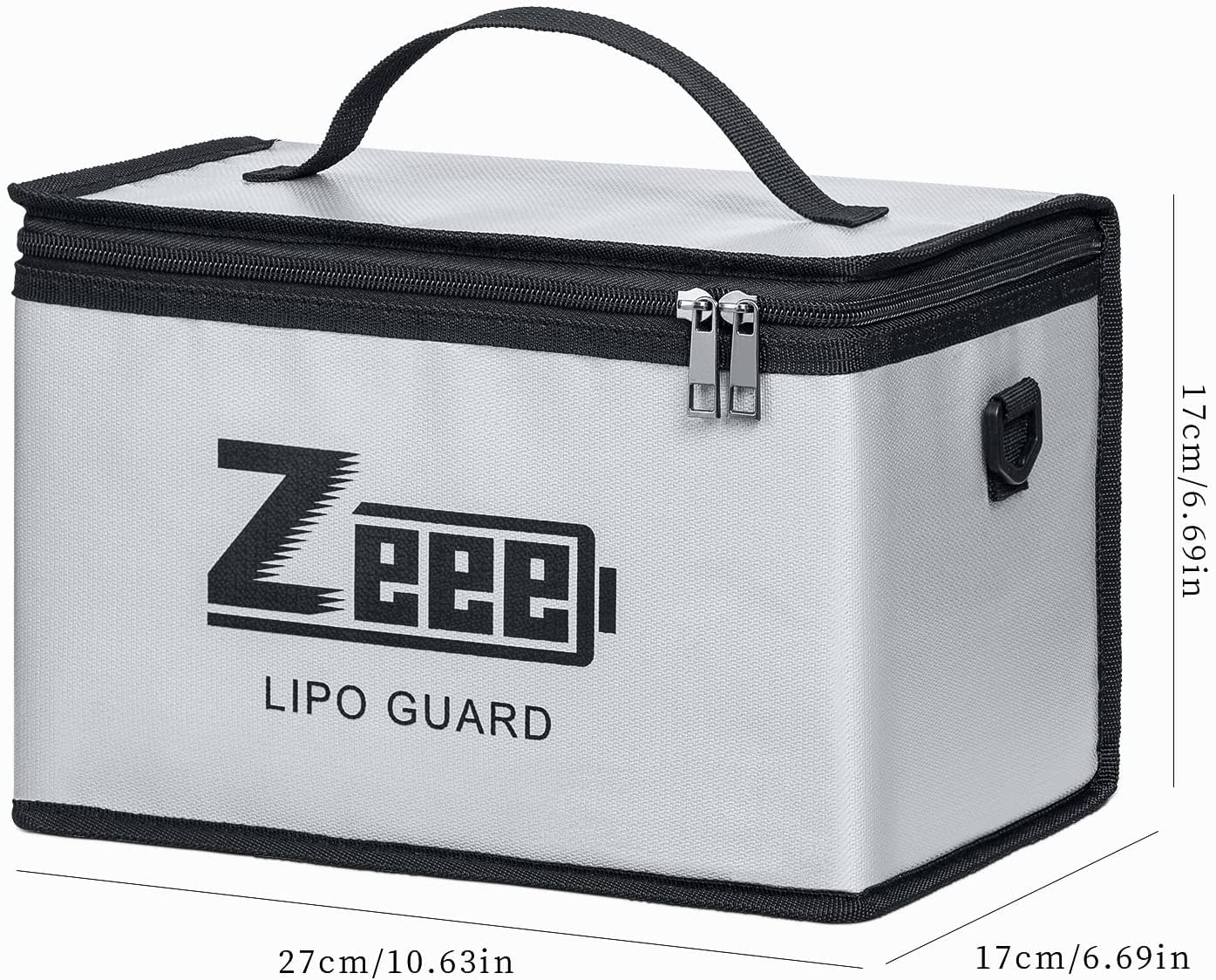 Zeee Lipo Safe Bag Battery Fireproof Bag Large Capacity Storage Guard Battery Safe Pouch for Storage Charging - 10 Cell Adjustable Battery Safe Bag(10.6x6.7x6.7in)