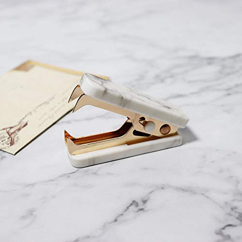 Multibey Staples Remover Tool for Office Staple Removal Puller Kit Gold Metal Jaws Stationery Marble White Texture School Home Desk Supplies Gift Idea (1 Pack)