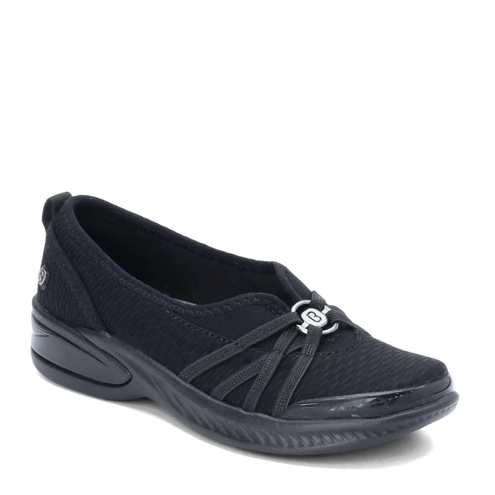 BZees Womens Niche Skimmers Ballet Flat, Black Mesh, 8 US