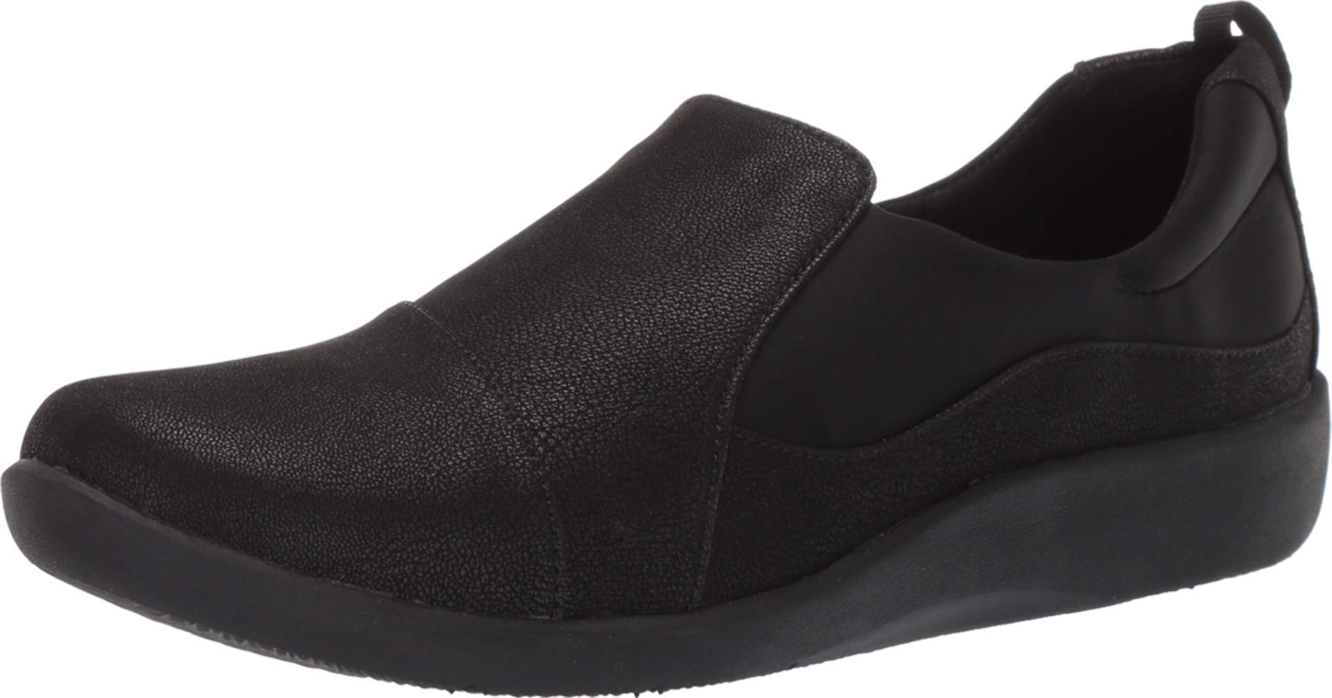 Clarks Women's CloudSteppers Sillian Paz Slip-On Loafer, Black Synthetic Nubuck, 5 M US