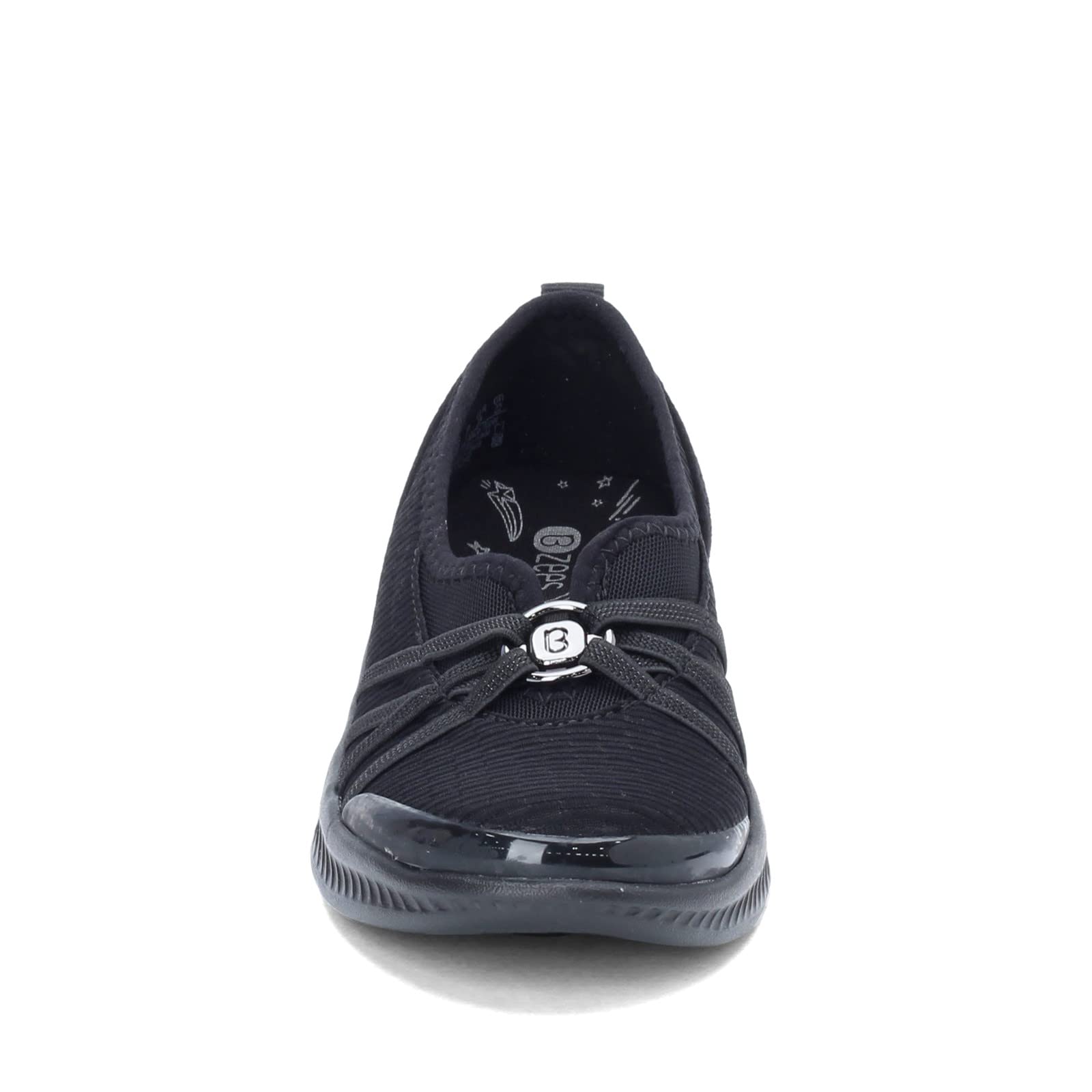 BZees Womens Niche Skimmers Ballet Flat, Black Mesh, 8 US