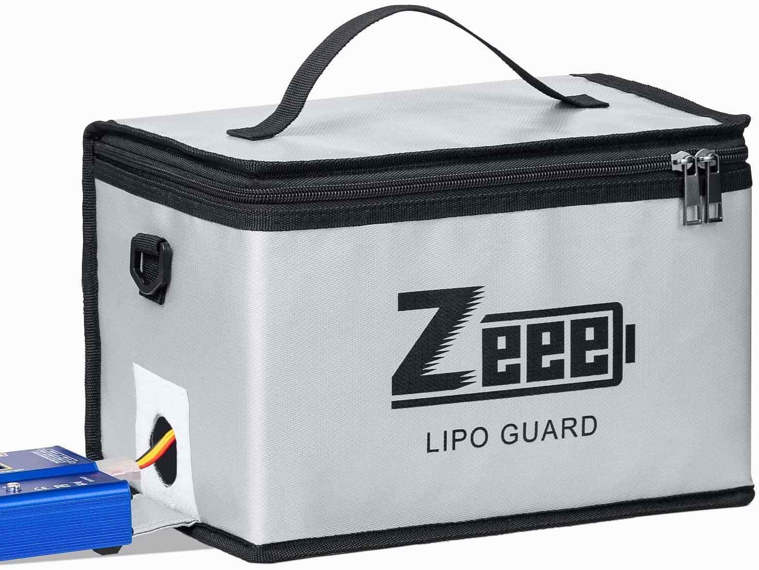 Zeee Lipo Safe Bag Battery Fireproof Bag Large Capacity Storage Guard Battery Safe Pouch for Storage Charging - 10 Cell Adjustable Battery Safe Bag(10.6x6.7x6.7in)