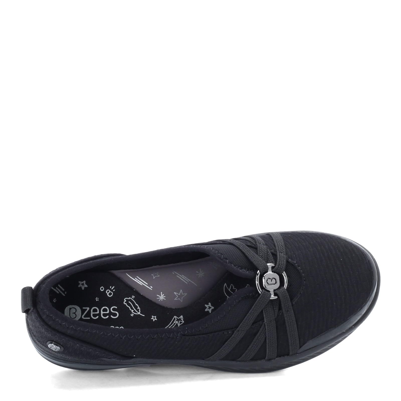 BZees Womens Niche Skimmers Ballet Flat, Black Mesh, 8 US