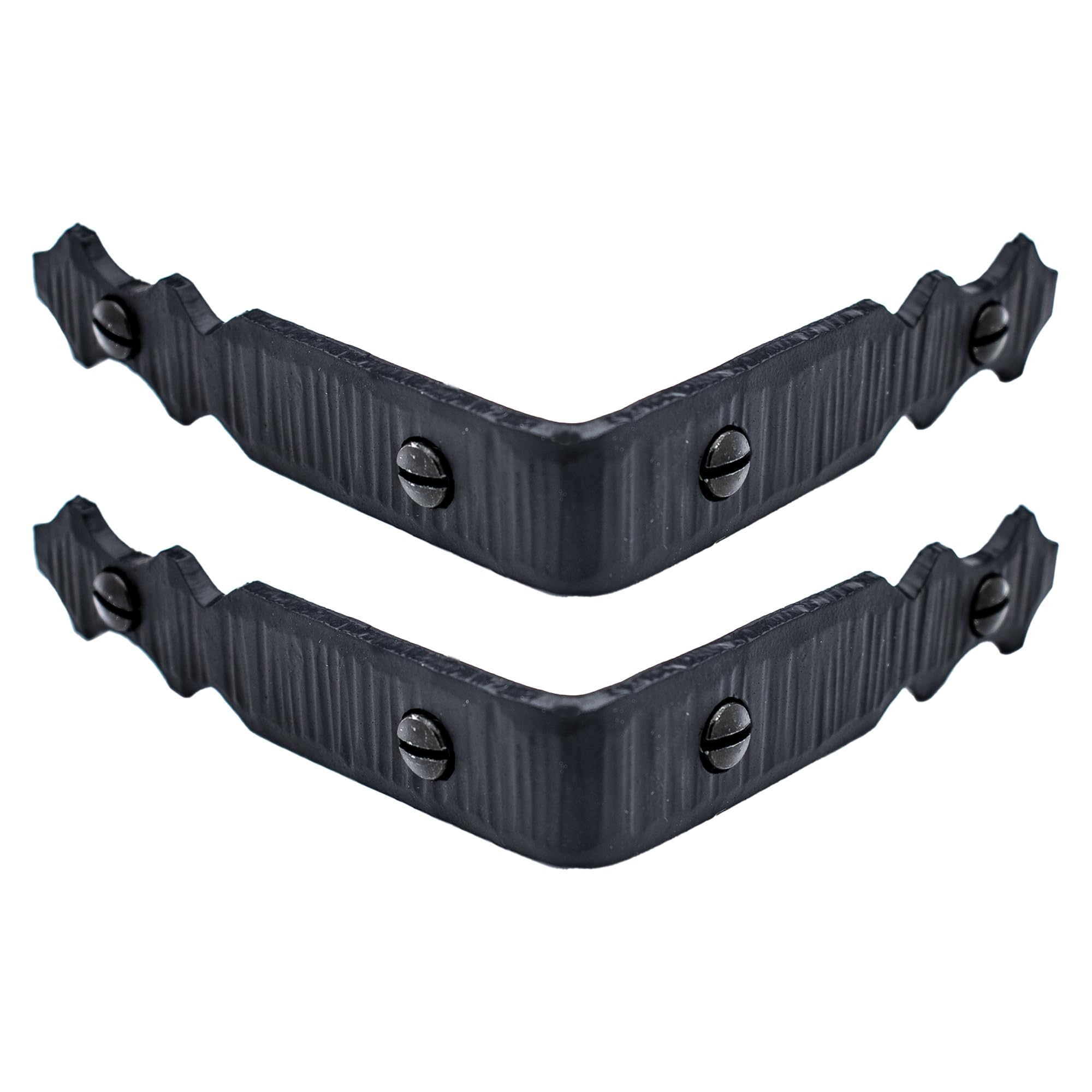 2 Pack 3.5 inch Metal Corner Protector - Black - Furniture Corner Hardware Corner Bracket Metal Embellishments for Wood Decorative Metal Trim The Sinaloa Series by Borderland Rustic Hardware