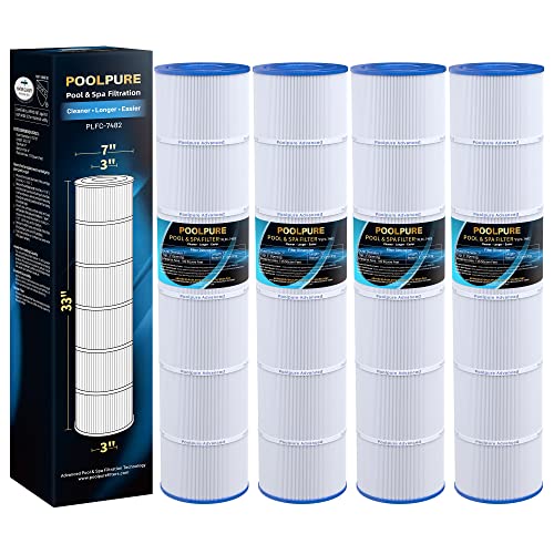 POOLPURE C-7482 Pool Filter Replaces Jandy CL580, CV580, PJAN145, Unicel C-7482, Filbur FC-0820, A0104100, R0357900, Filbur FC-6415, SD-01109, 145 sqft Filter Cartridge 4 Pack