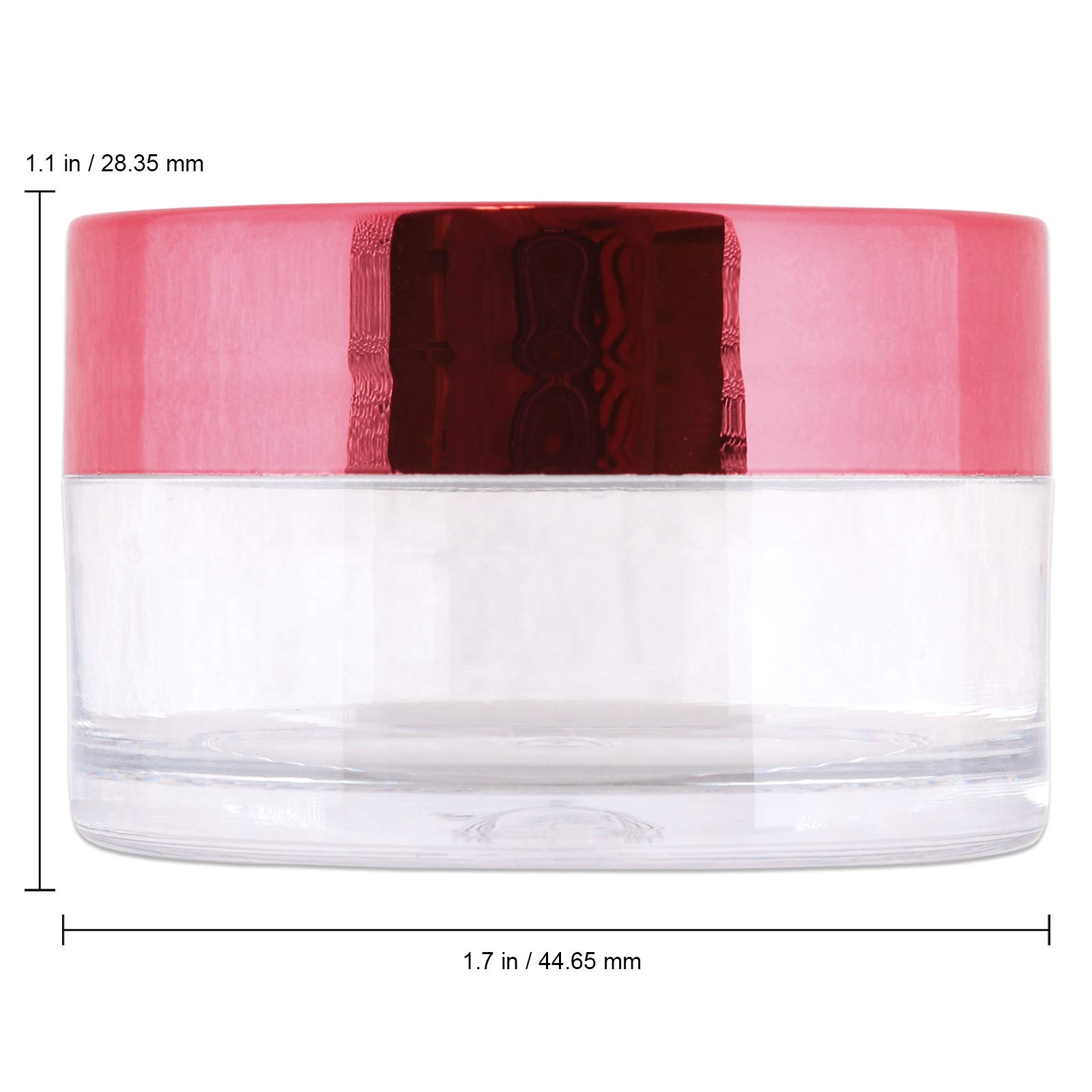 Beauticom 20g/20ml USA Acrylic Round Clear Jars with Lids for Lip Balms, Creams, Make Up, Cosmetics, Samples, Ointments and other Beauty Products (12 Pieces, Rose Gold Lid (Flat Top))