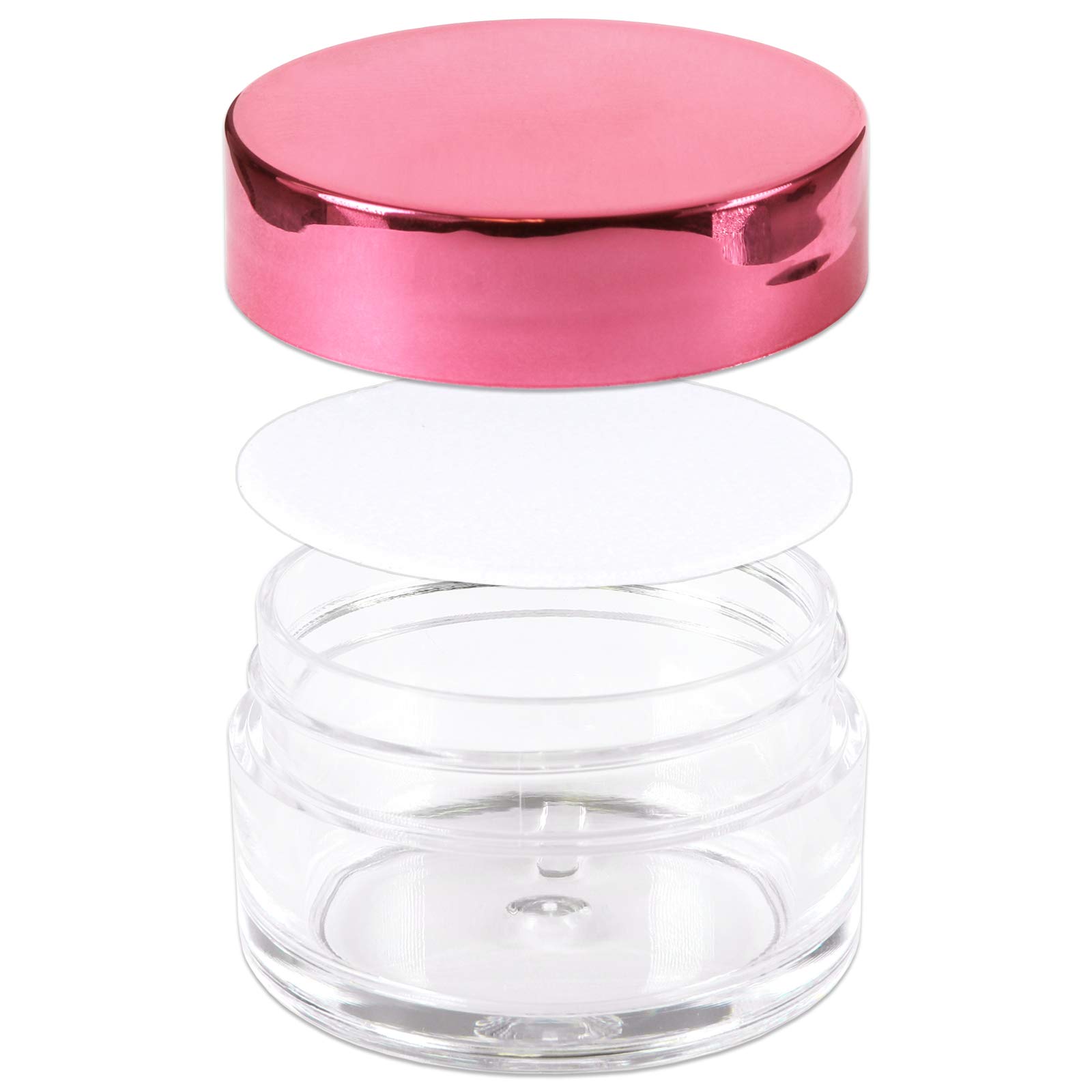 Beauticom 20g/20ml USA Acrylic Round Clear Jars with Lids for Lip Balms, Creams, Make Up, Cosmetics, Samples, Ointments and other Beauty Products (12 Pieces, Rose Gold Lid (Flat Top))