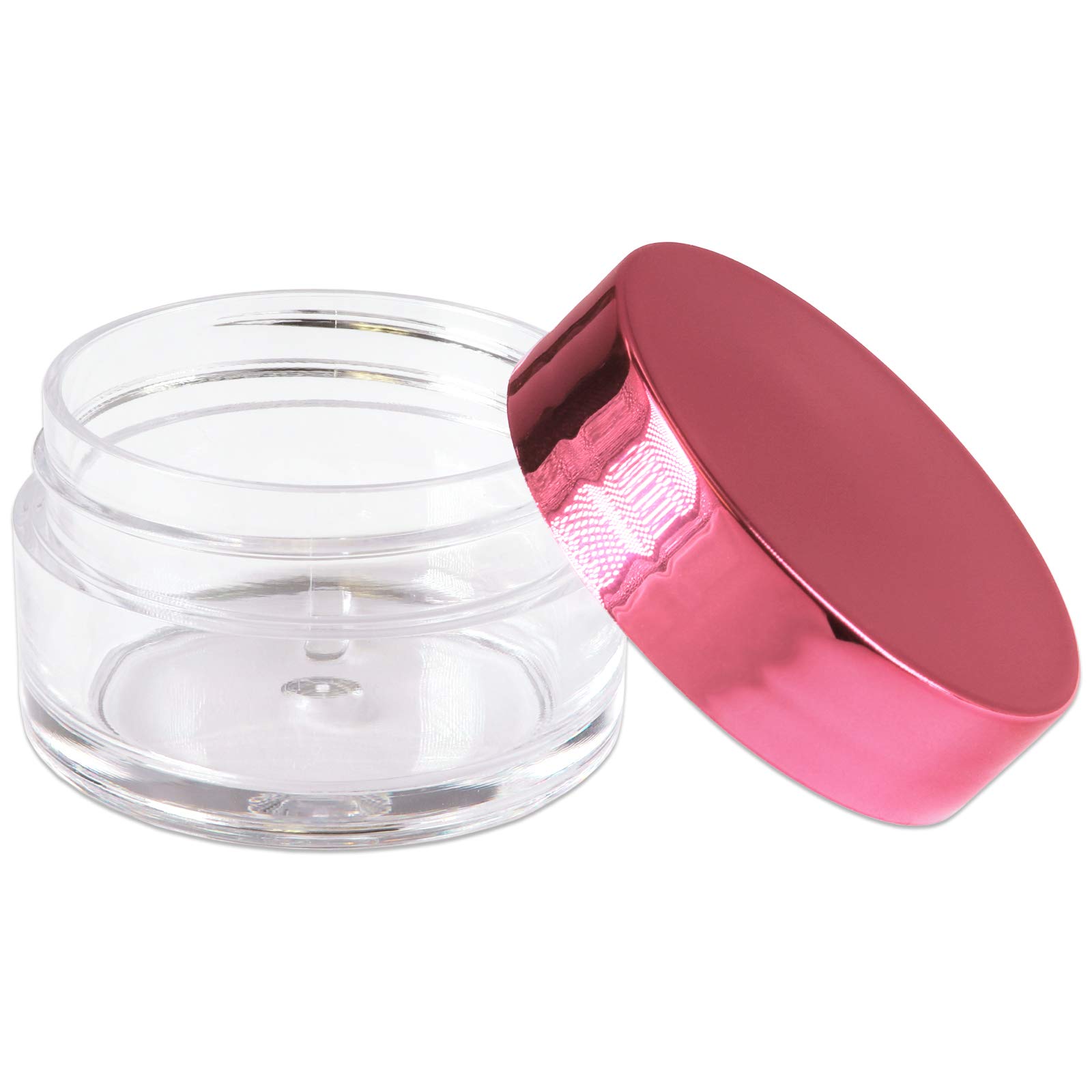 Beauticom 20g/20ml USA Acrylic Round Clear Jars with Lids for Lip Balms, Creams, Make Up, Cosmetics, Samples, Ointments and other Beauty Products (12 Pieces, Rose Gold Lid (Flat Top))
