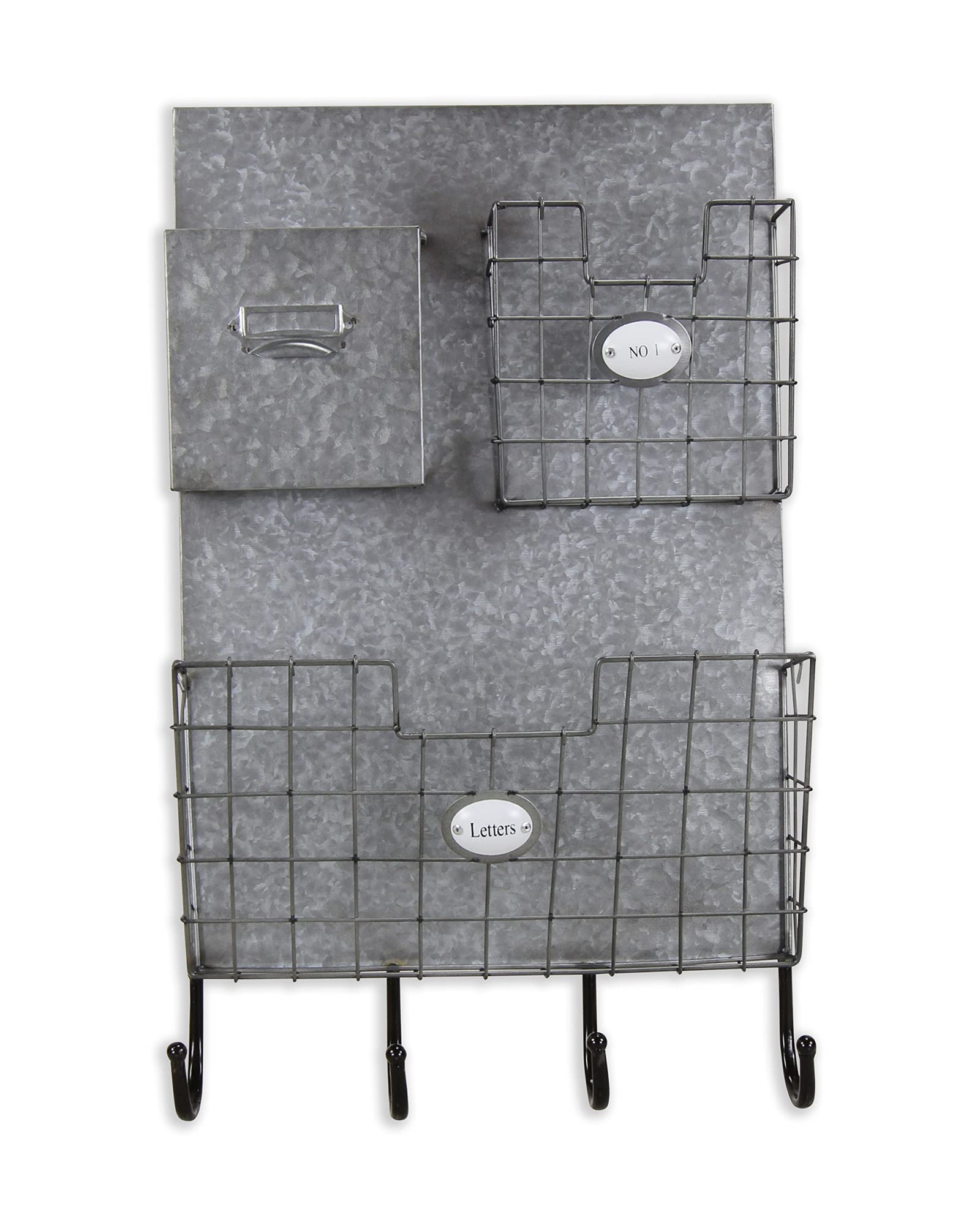 Cheung's FP-4037 Metal Wall Organizer with 4 Hooks and 3 Storage Slots