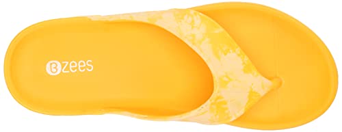 BZees Womens Villa Print Thong Yellow Tie Dye 9 M
