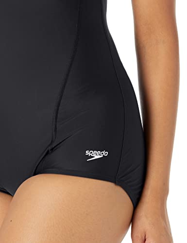 speedo Women's Swimsuit One Piece PowerFlex Princess Seam Ultraback Conservative Cut,speedo Black,14