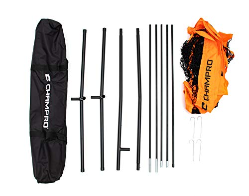CHAMPRO MVP Portable Lightweight Protective L-Screen, Baseball/Softball Pitcher's Net, 7' X 7' Orange