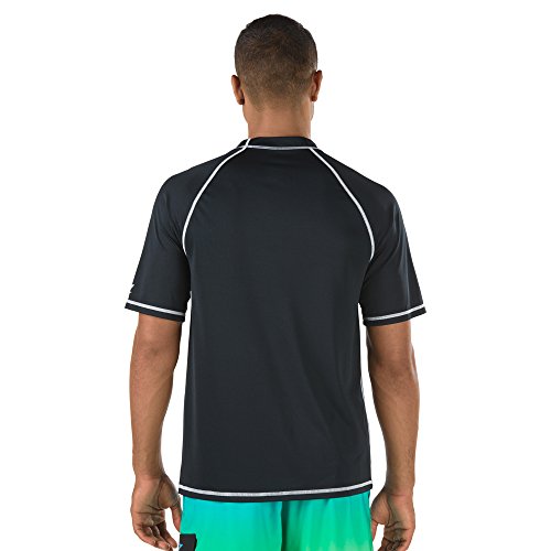 Speedo mens Uv Swim Short Sleeve Loose Fit Easy Tee - Manufacturer Discontinued Rash Guard Shirt, Speedo Black, 3X-Large Big Tall US