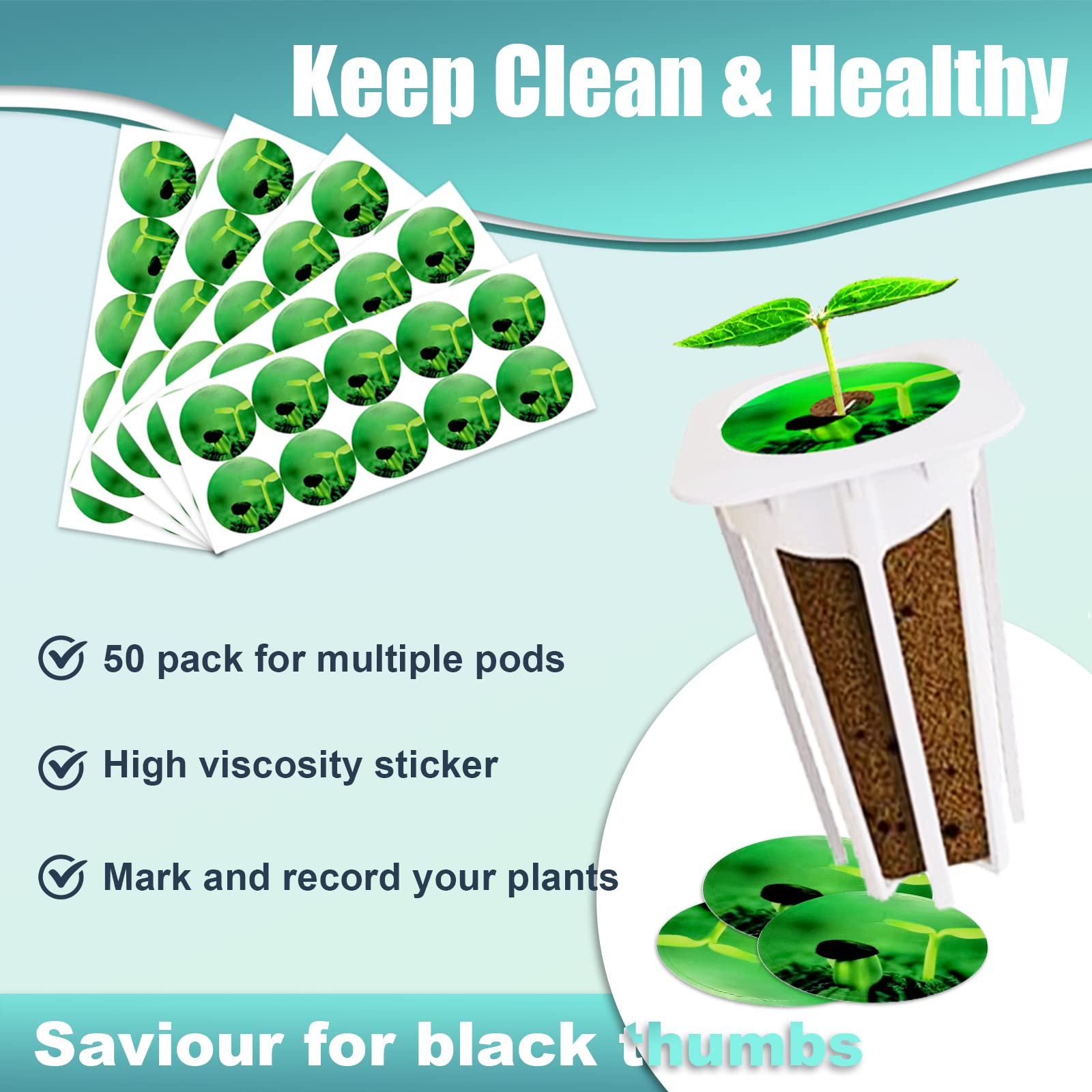 Haligo 100pcs Square Pods for Hydroponics Growing System, 50pcs Square Grow Sponges with 50pcs Pods Labels, Supplies Replacement, Compatible with IDOO, QYO, LYKO (Square)