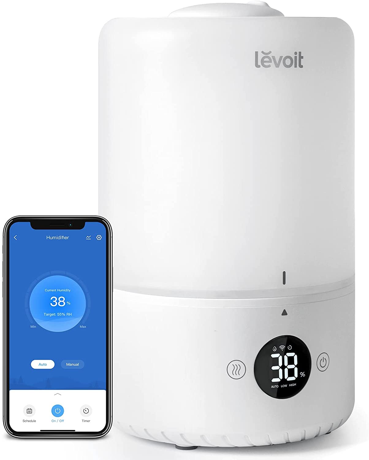 LEVOIT Humidifiers for Bedroom Large Room, 3L Cool Mist Top Fill Oil Diffuser & LEVOIT Smart Cool Mist Humidifiers for Bedroom, Top Fill Essential Oil Diffuser with Sensor