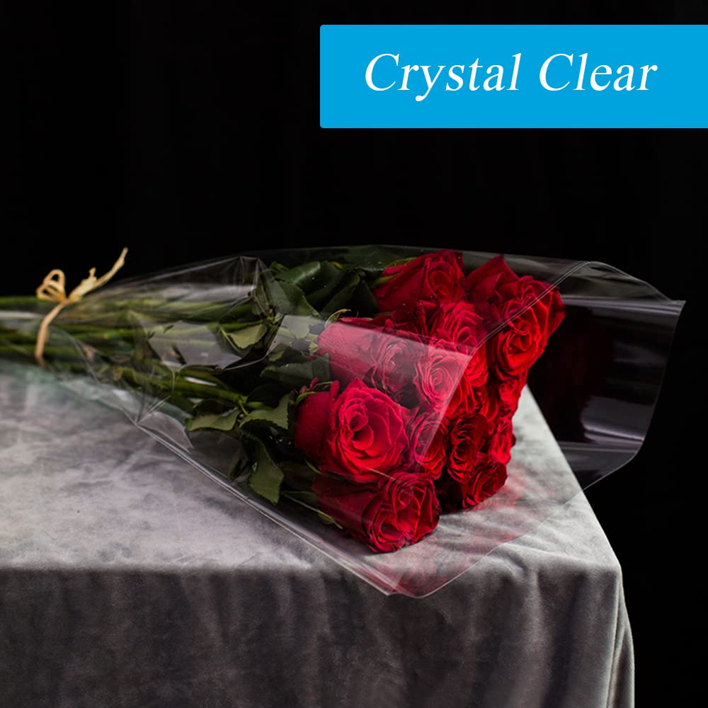 JOYIT 100' Long X 17.5β Wide Clear Cellophane Wrap Roll - 3 Mil Thicker Cellophane Roll, Clear Bags for Gifts Baskets Wrap, Flower Arts Crafts Food Treats Wrapping