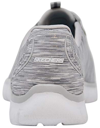 Skechers Women's Empire Game On Fashion Sneaker, Silver/White, 8.5 W US