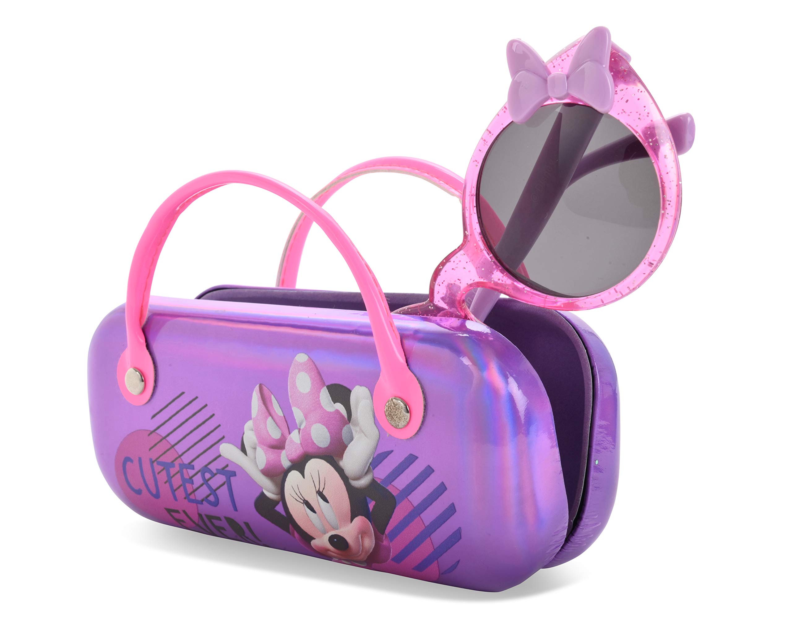 Minnie Mouse Girls Sunglasses for Kids Toddler Sunglasses with Kids Glasses Case (Purple)
