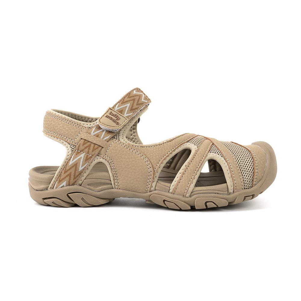 Luffymomo Womens Hiking Outdoor Sandals Sport Athtletic Beach Sandals with Closed Toe(9 M US Kaki)