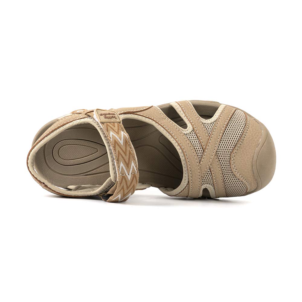 Luffymomo Womens Hiking Outdoor Sandals Sport Athtletic Beach Sandals with Closed Toe(9 M US Kaki)