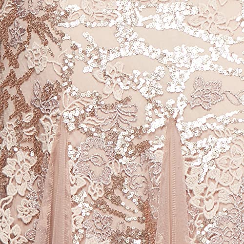 Alex Evenings Women's Long V Neck Fit and Flare Dress with Shawl (Petite Regular), Rose Gold, 6P