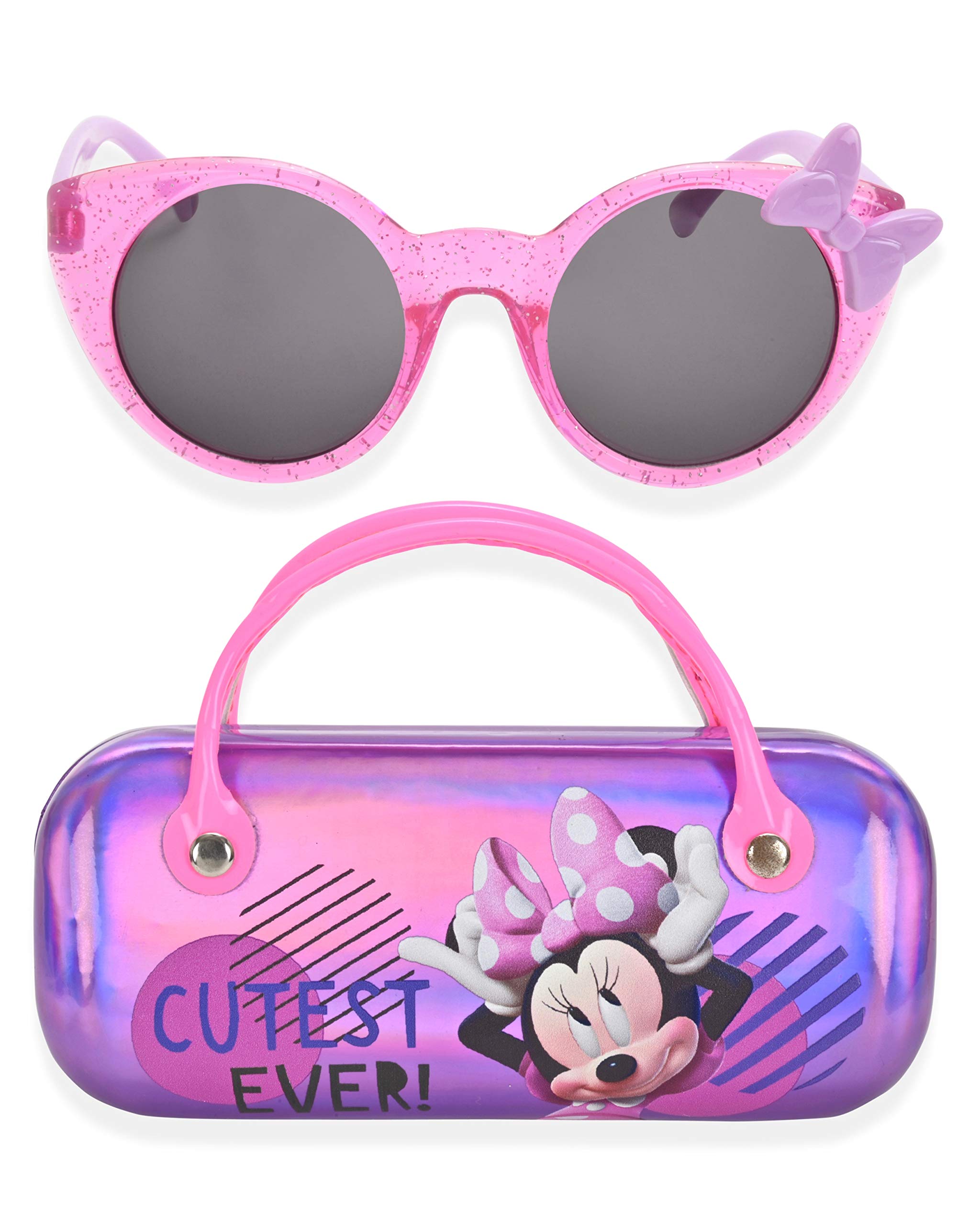 Minnie Mouse Girls Sunglasses for Kids Toddler Sunglasses with Kids Glasses Case (Purple)