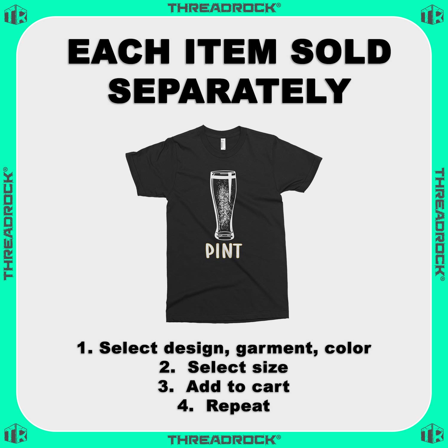 Threadrock Pint & Half Pint Infant Bodysuit & Men's T-Shirt Matching Set (Baby: 6M, Charcoal|Men's: XL, Charcoal)