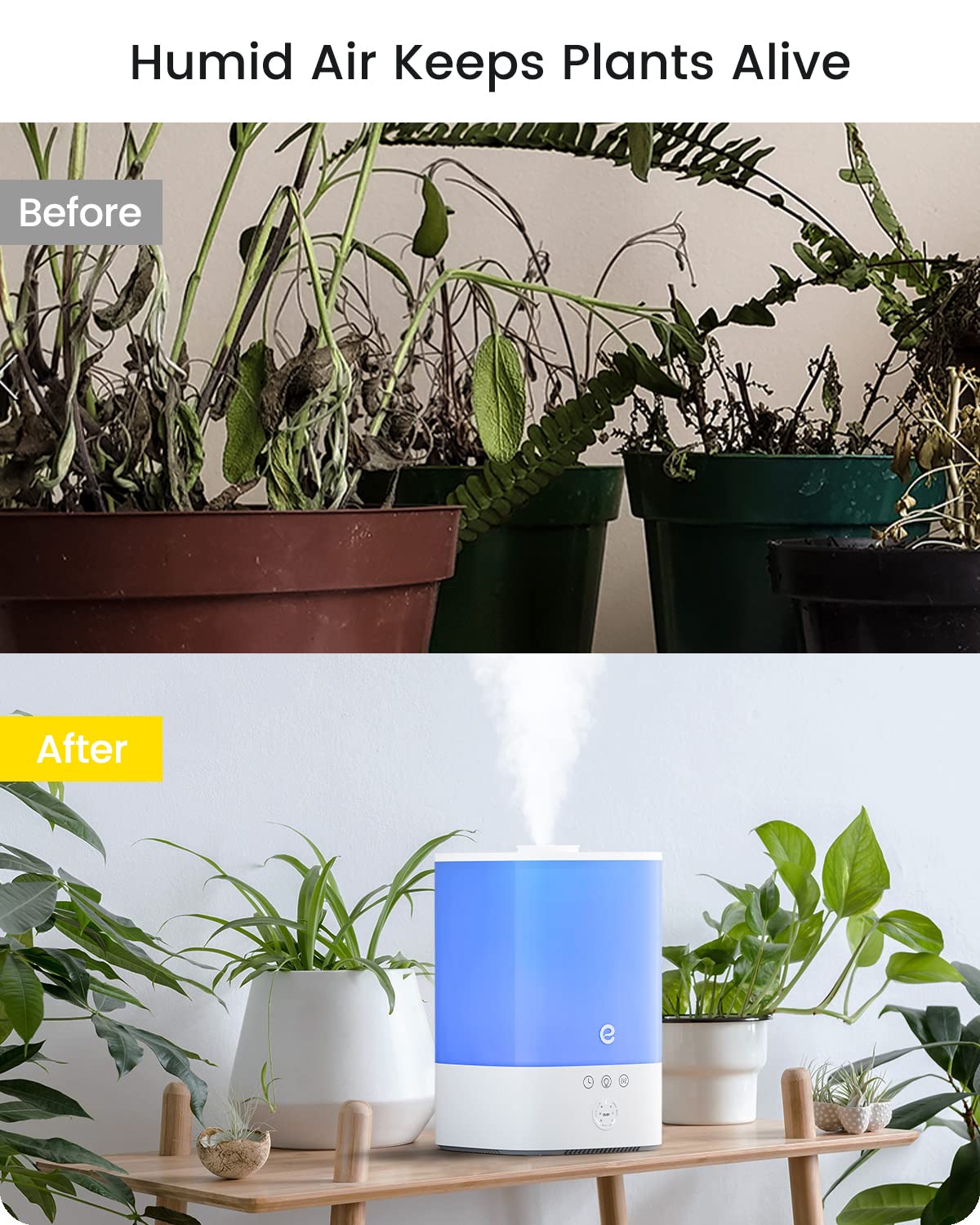 Humidifiers for Bedroom Large Room, Esemoil Smart WiFi Cool Mist Humidifiers for Baby, 3.5L Top Fill & 28dB Quiet, 40H Air Ultrasonic Diffuser with 8 Color Light, Voice Control, Compatible with Alexa
