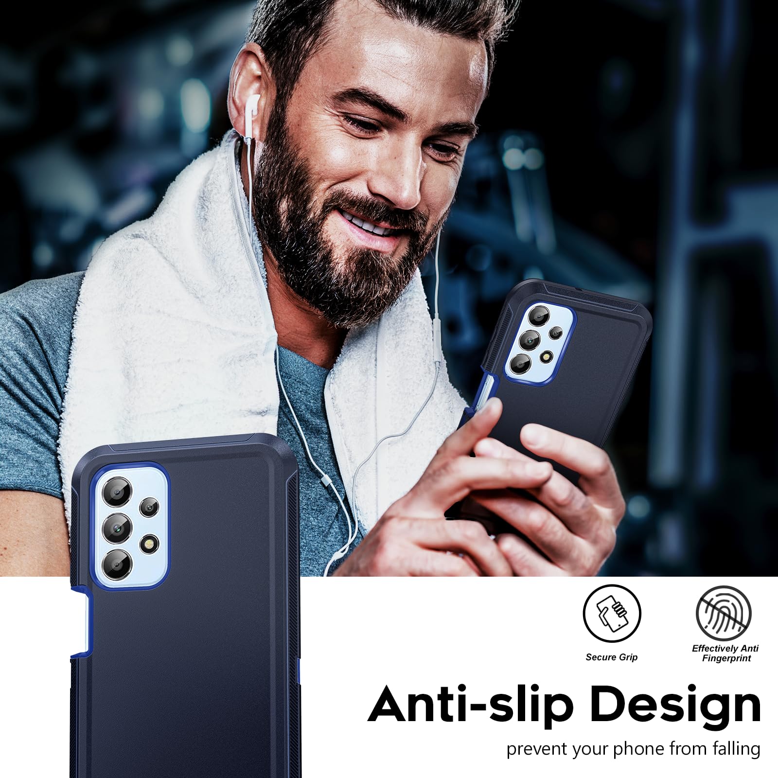 LeYi Compatible for Samsung Galaxy A23 5G Case: Samsung A23 Case [Not Fit A23 5G UW Verizon] with 2 PCS Tempered Glass Screen Protectors, 3 in 1 Full Body Shockproof Rubber Dustproof Rugged Case, Blue