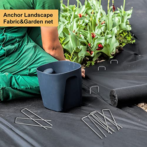 Whonline 160pcs Garden Staples, 6 Inch 11 Gauge Landscape Staples Heavy Duty Galvanized Garden Stakes for Landscape Fabric Sod Anchoring Weed Barrier Irrigation Tubing